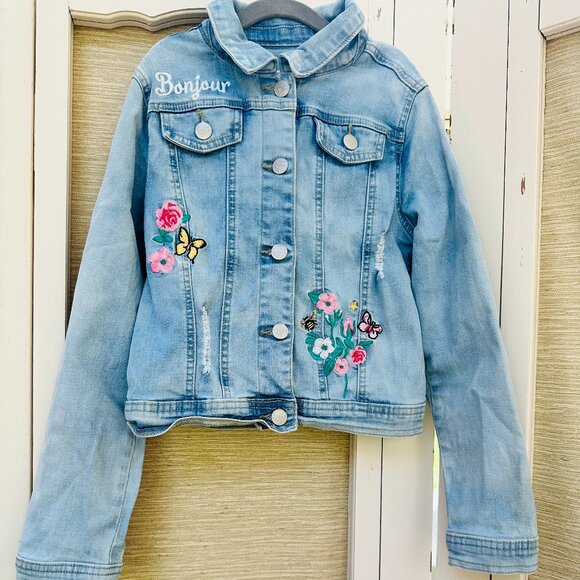 Justice | Jackets & Coats | Justice Jean Jacket Embroidered Butterflies ...